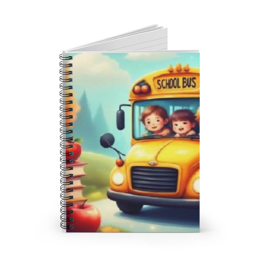 Back to School Kids School Bus Spiral Notebook | Cute Journal | Writing ...