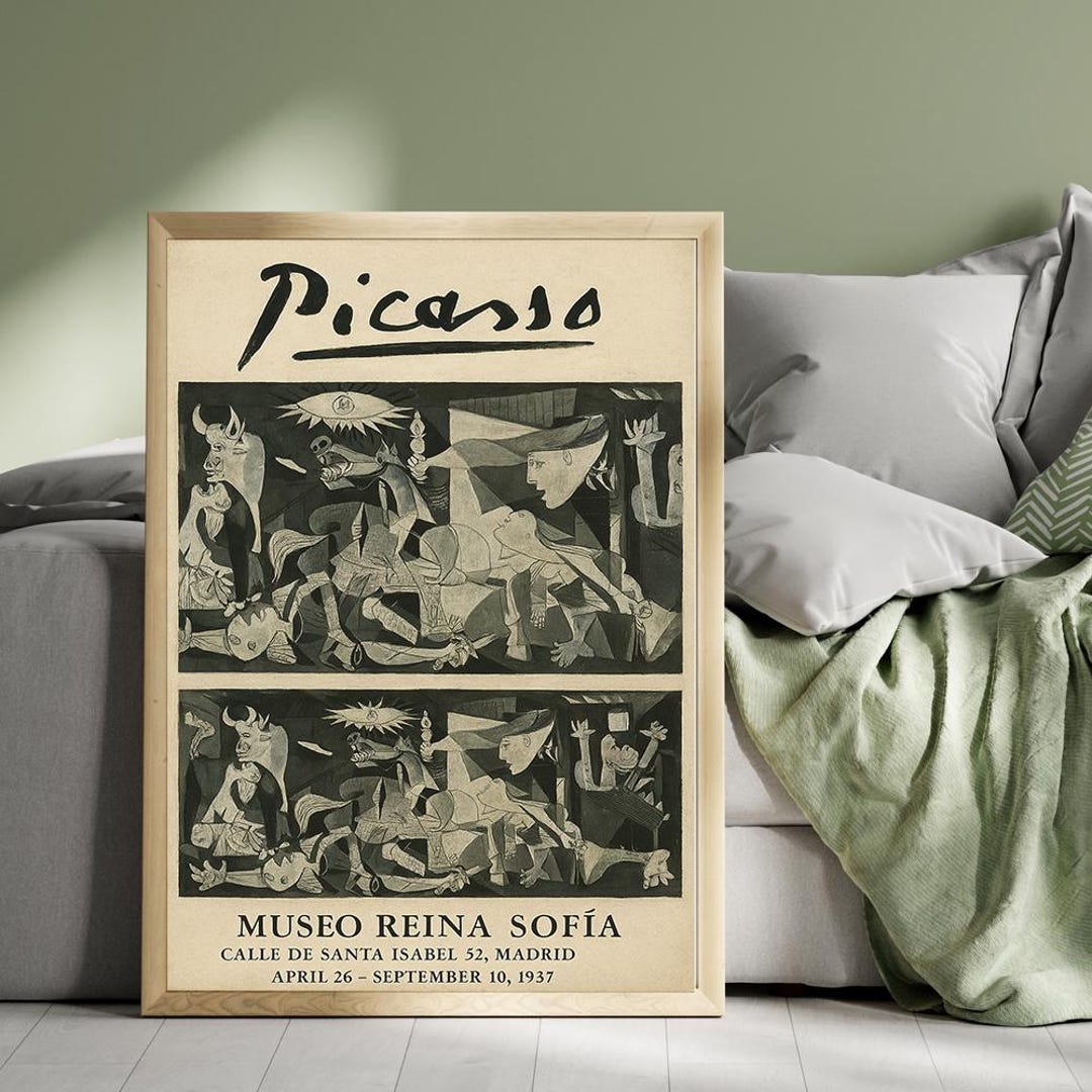 Picasso Guernica Spanish War Black and White Cubist Vintage Style Art ...