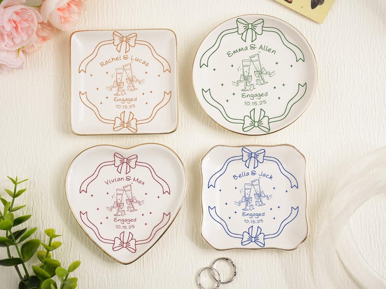 Custom Locked Engagement Ring Dish, Personalized Wedding Gift Ring Tray ...