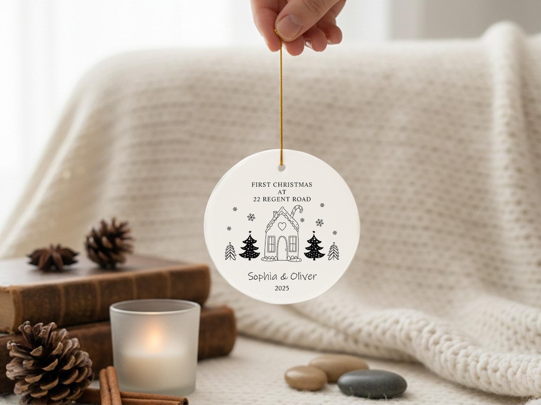 First Christmas at New Home Ceramic Ornament, Personalized Address ...