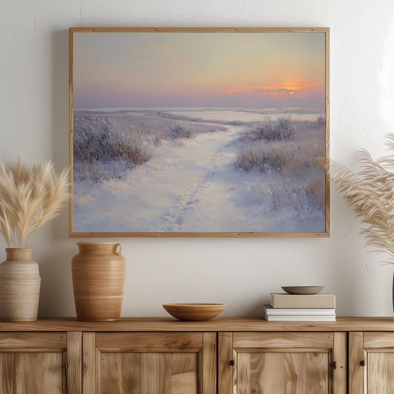 Frozen Tundra in Early Winter - Printable Winter Landscape Art, Rustic ...