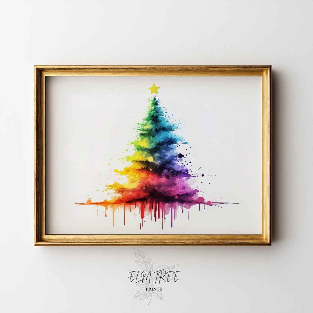 Modern Abstract Christmas Tree Printable - Vibrant Holiday Wall Art ...