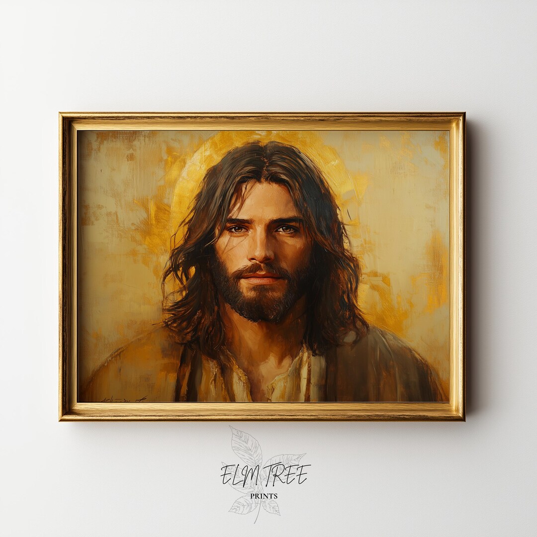 Realistic Jesus Christ Portrait - Expressive Half-body Meditation, Warm ...