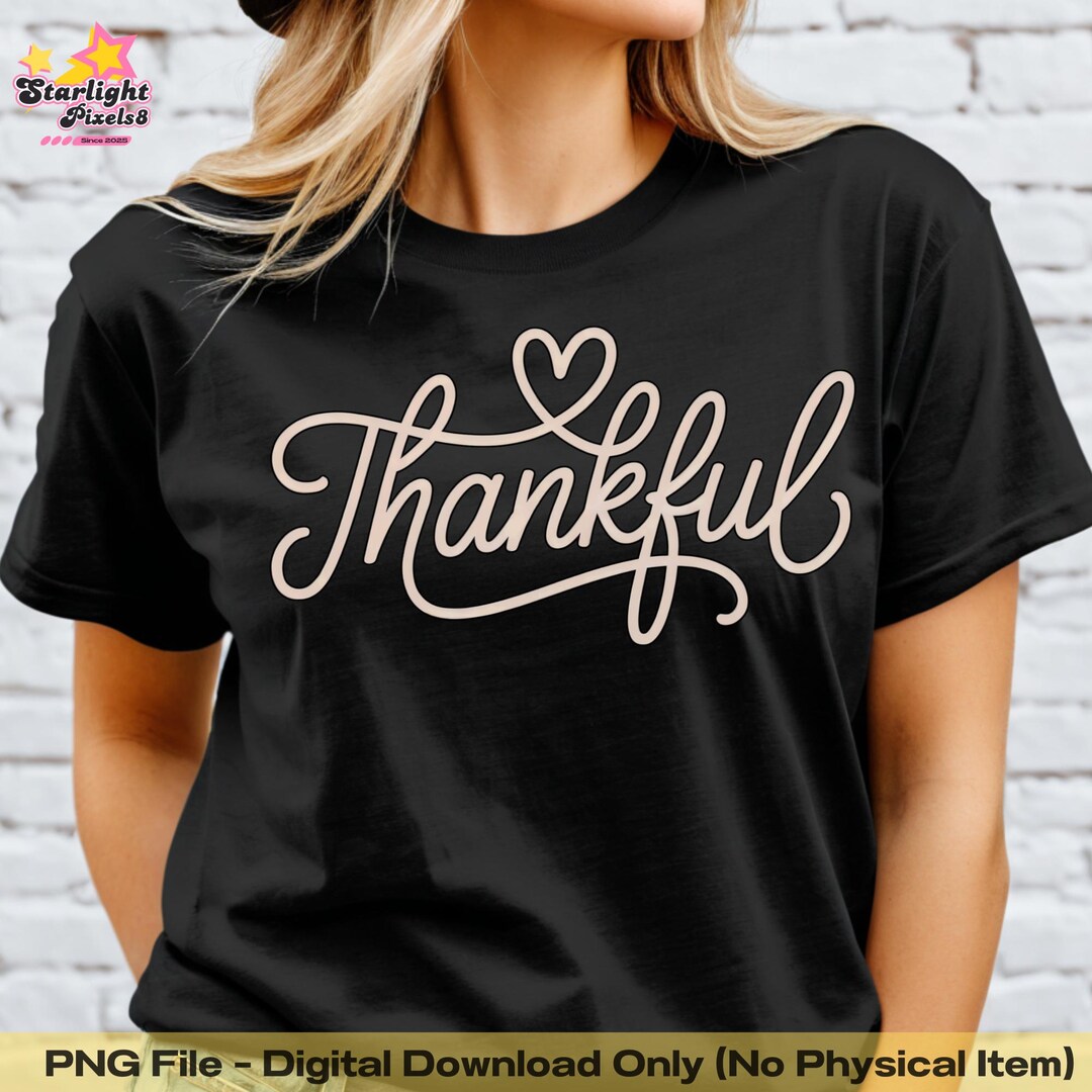 Thankful Script PNG: Hand Lettered Thanksgiving Clipart (digital ...