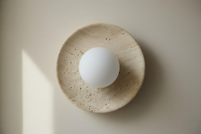 Handmade Travertine Wall Sconce: Modern Minimalist Stone Light - Etsy