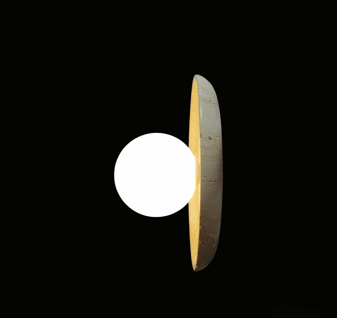 Handmade Travertine Wall Sconce: Modern Minimalist Stone Light - Etsy