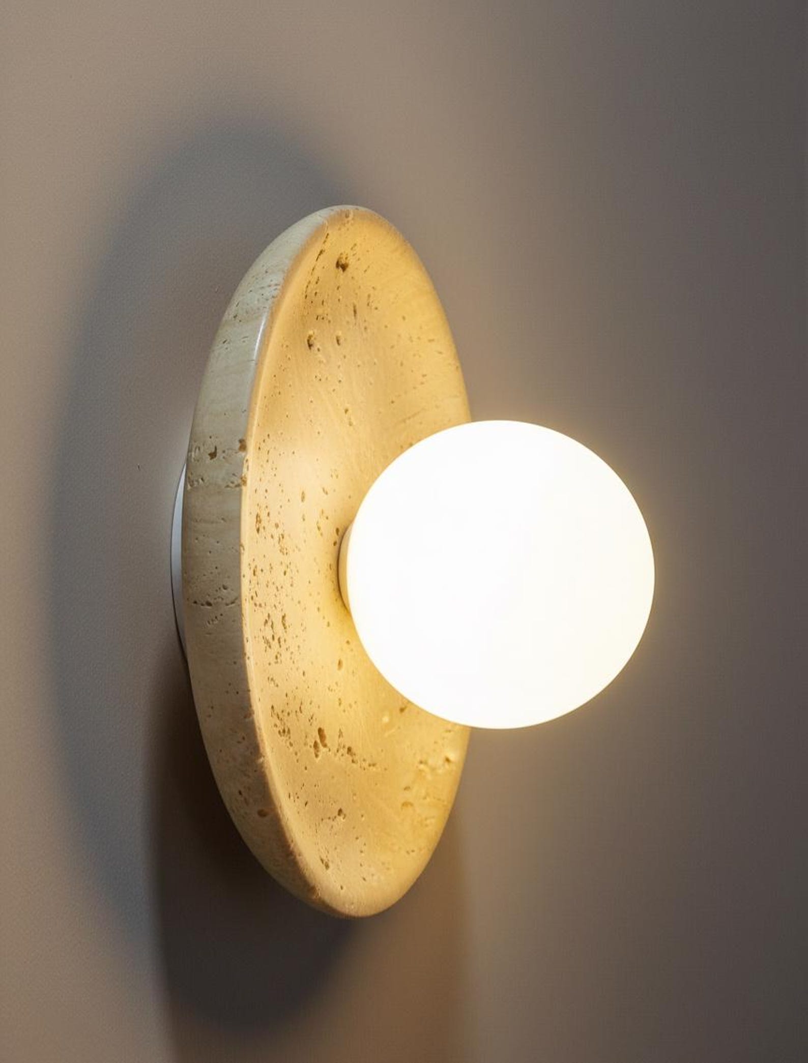 Handmade Travertine Wall Sconce: Modern Minimalist Stone Light - Etsy