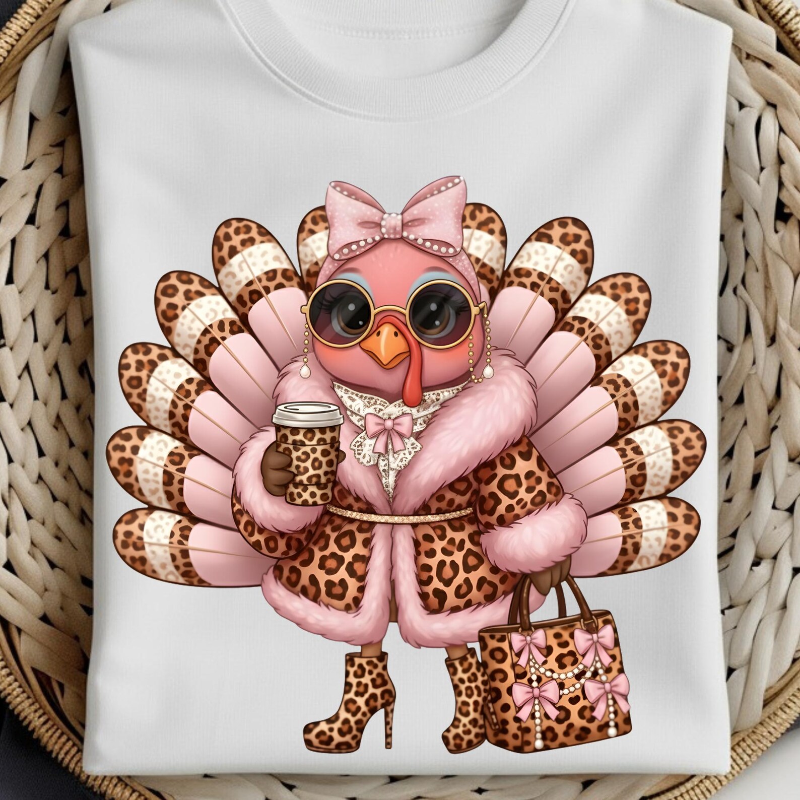 Boujee Turkey PNG, Glam Leopard Thanksgiving PNG, Fashion Fall Turkey ...