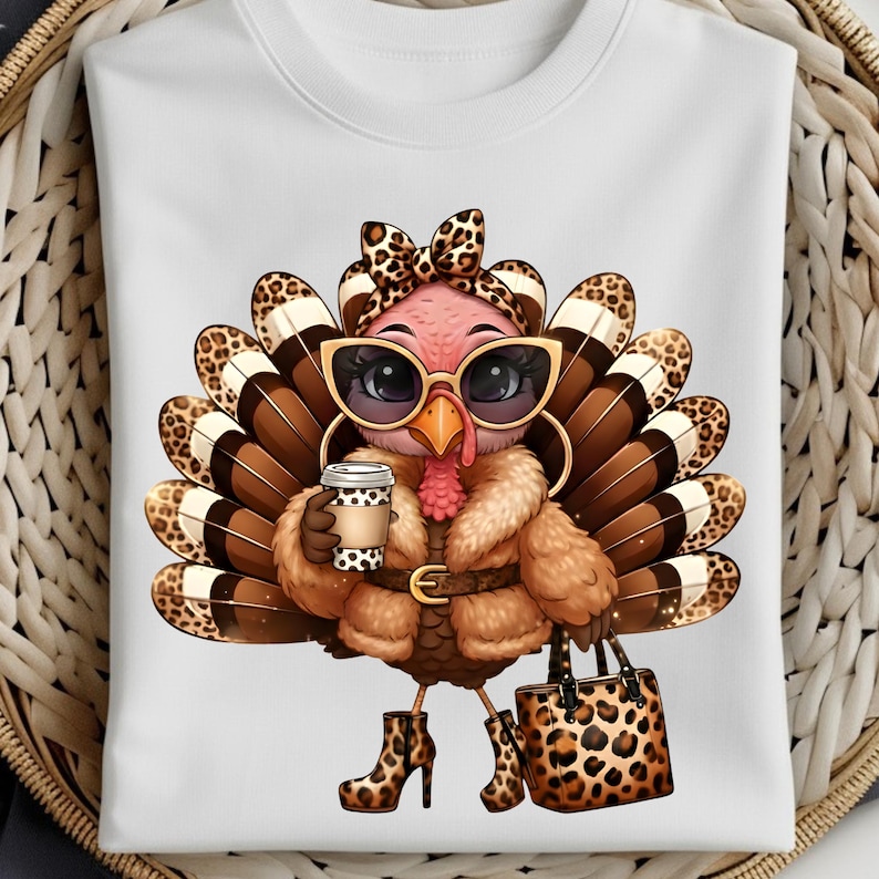 Boujee Turkey PNG, Glam Leopard Print Thanksgiving PNG, Fancy Fall ...