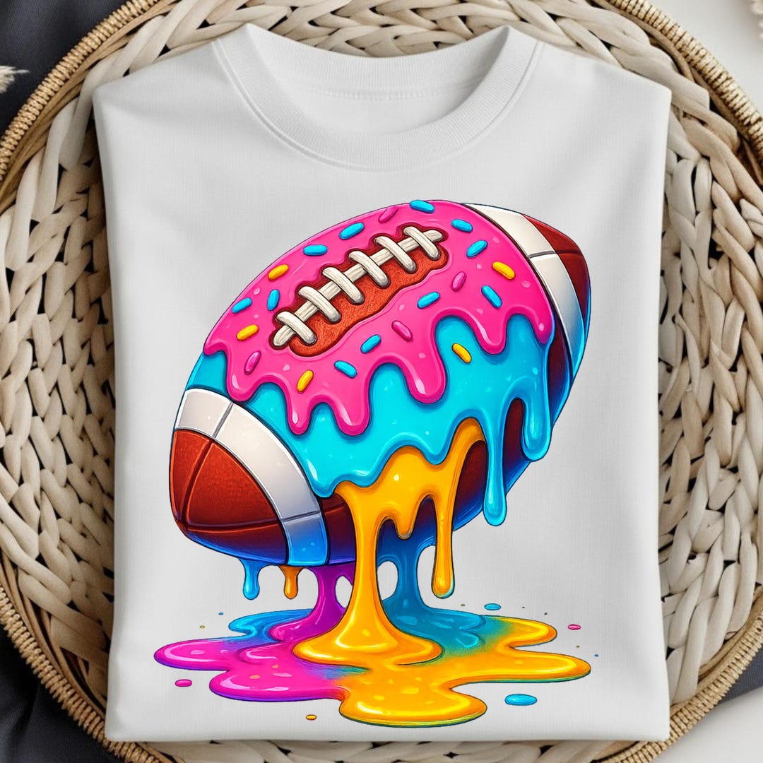 Dripping Ice Cream Football PNG, Colorful Sprinkle Football Sublimation ...