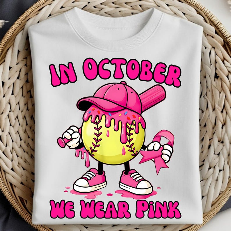 In October We Wear Pink Softball PNG, Breast Cancer Awareness ...