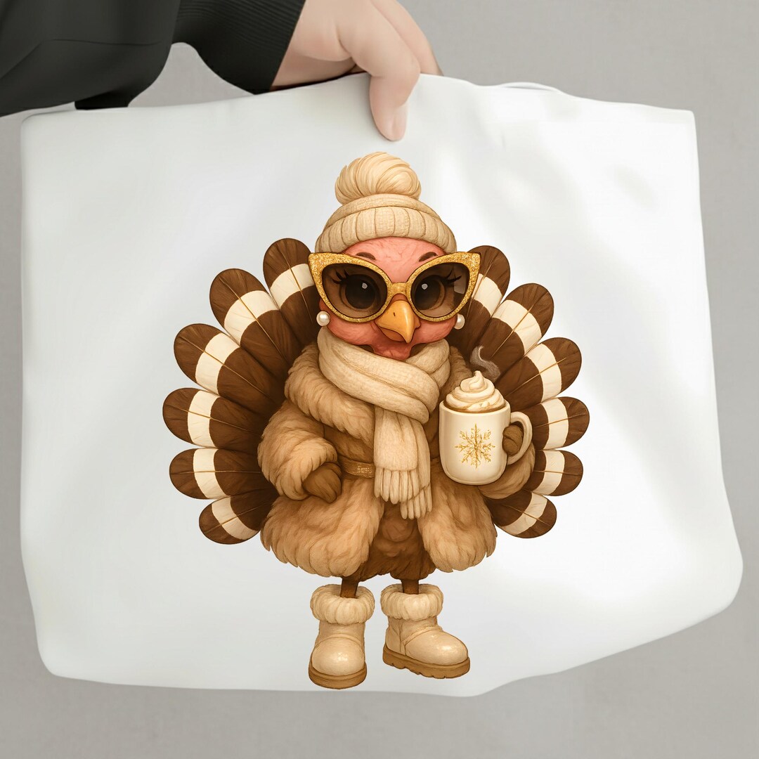 Boujee Turkey PNG, Cozy Thanksgiving Turkey PNG, Glam Fall Coffee ...