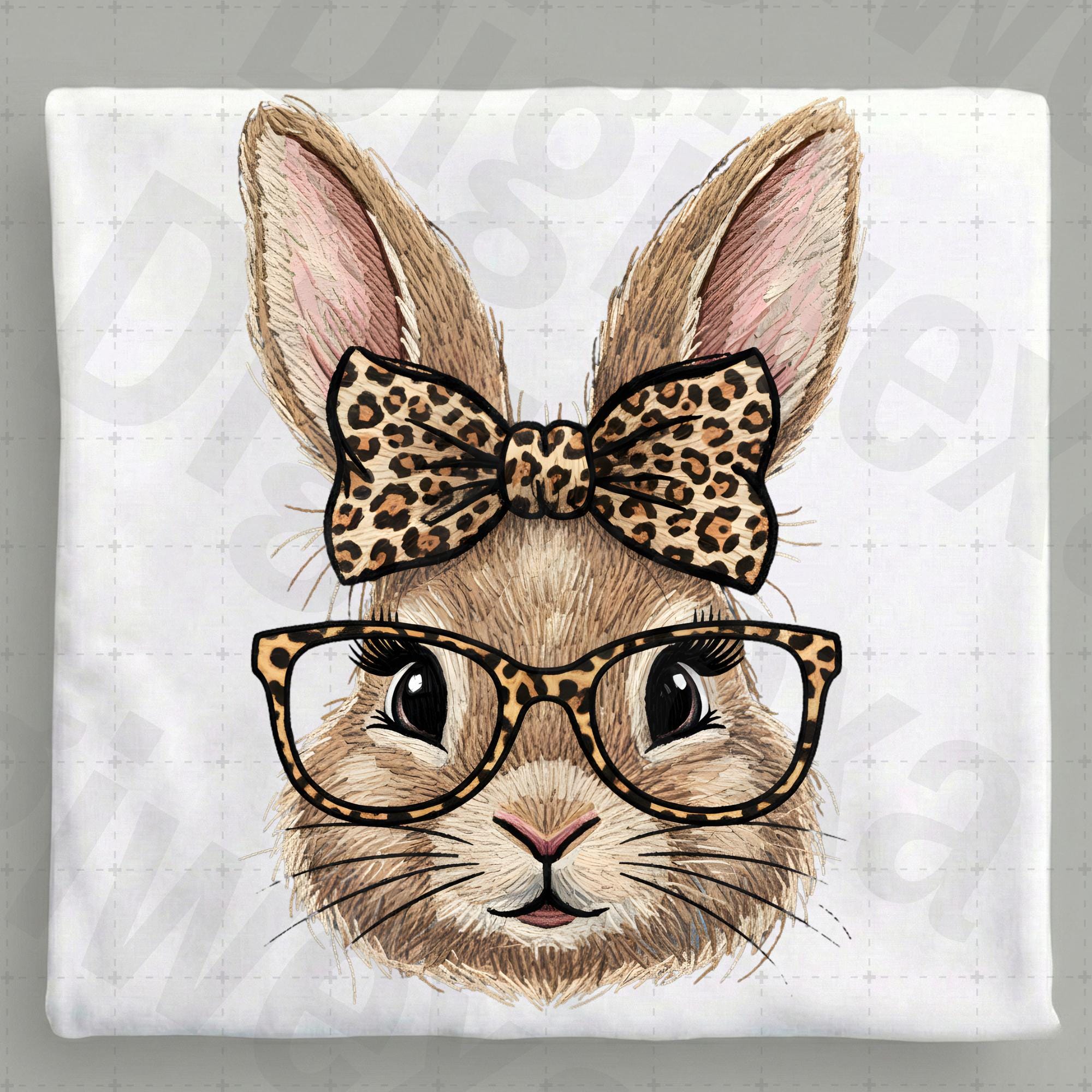 Retro Leopard Easter Bunny PNG, Coquette Rabbit Glasses, Cheetah Bow ...