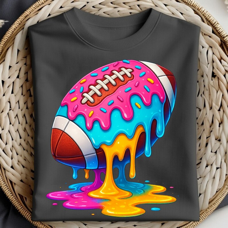 Dripping Ice Cream Football PNG, Colorful Sprinkle Football Sublimation ...