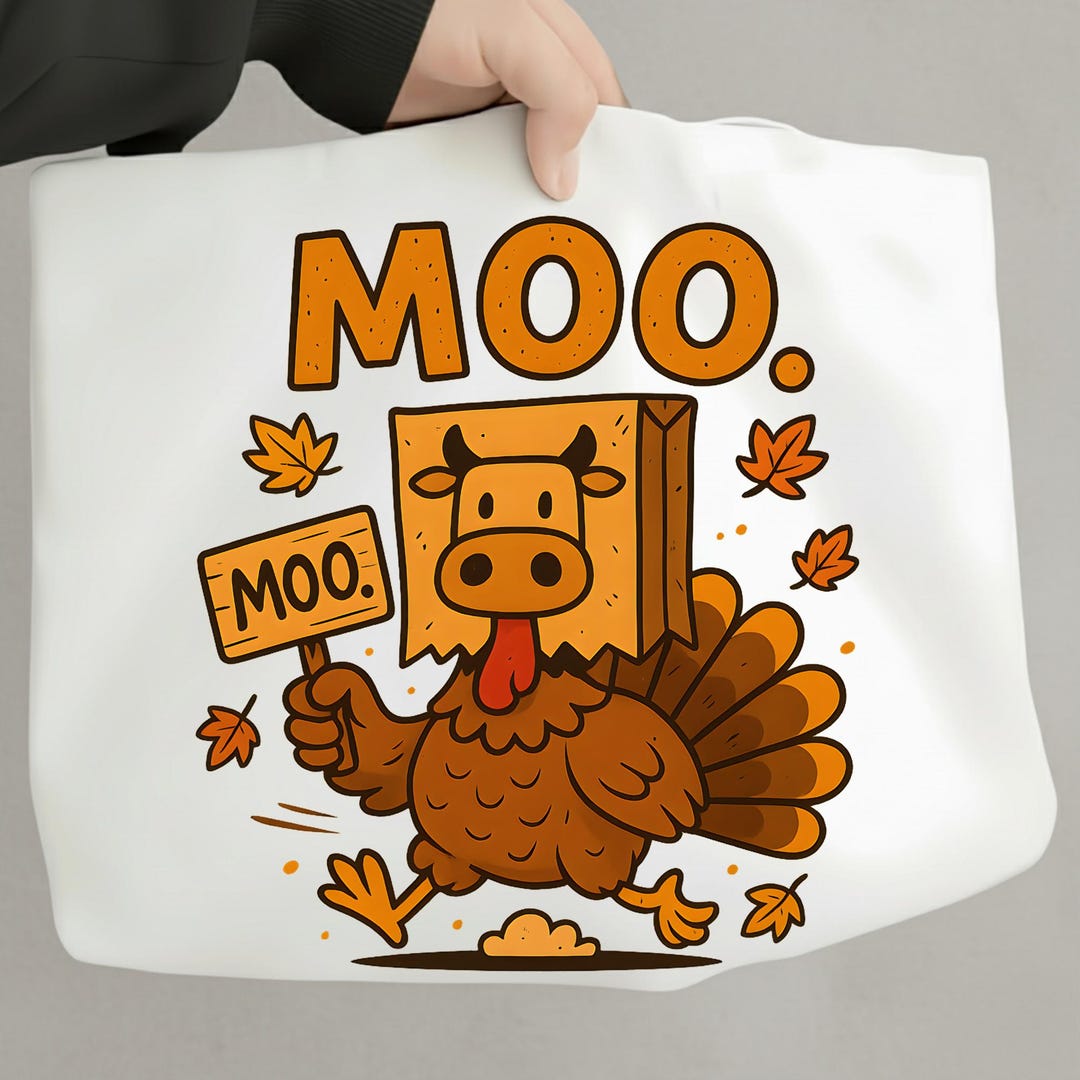 Funny Moo Turkey PNG, Thanksgiving Turkey Cow Meme PNG, Cute Fall Humor ...