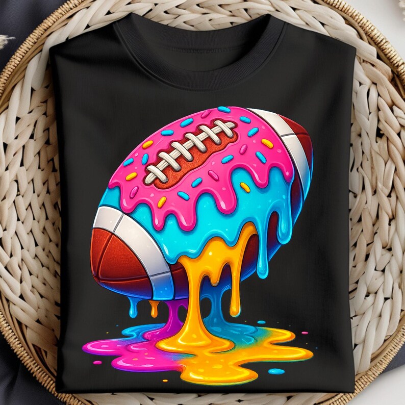 Dripping Ice Cream Football PNG, Colorful Sprinkle Football Sublimation ...