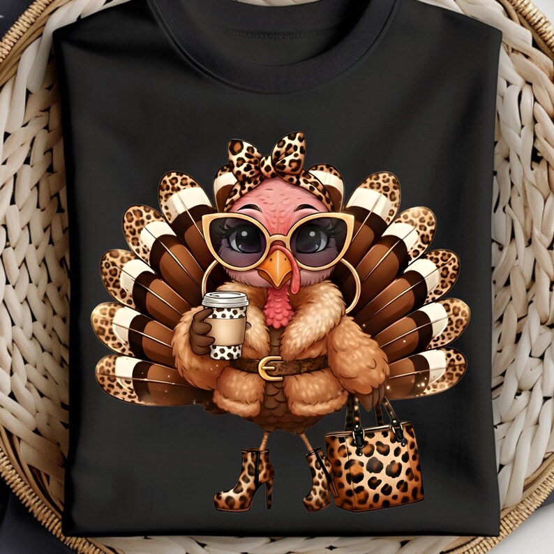 Boujee Turkey PNG, Glam Leopard Print Thanksgiving PNG, Fancy Fall ...