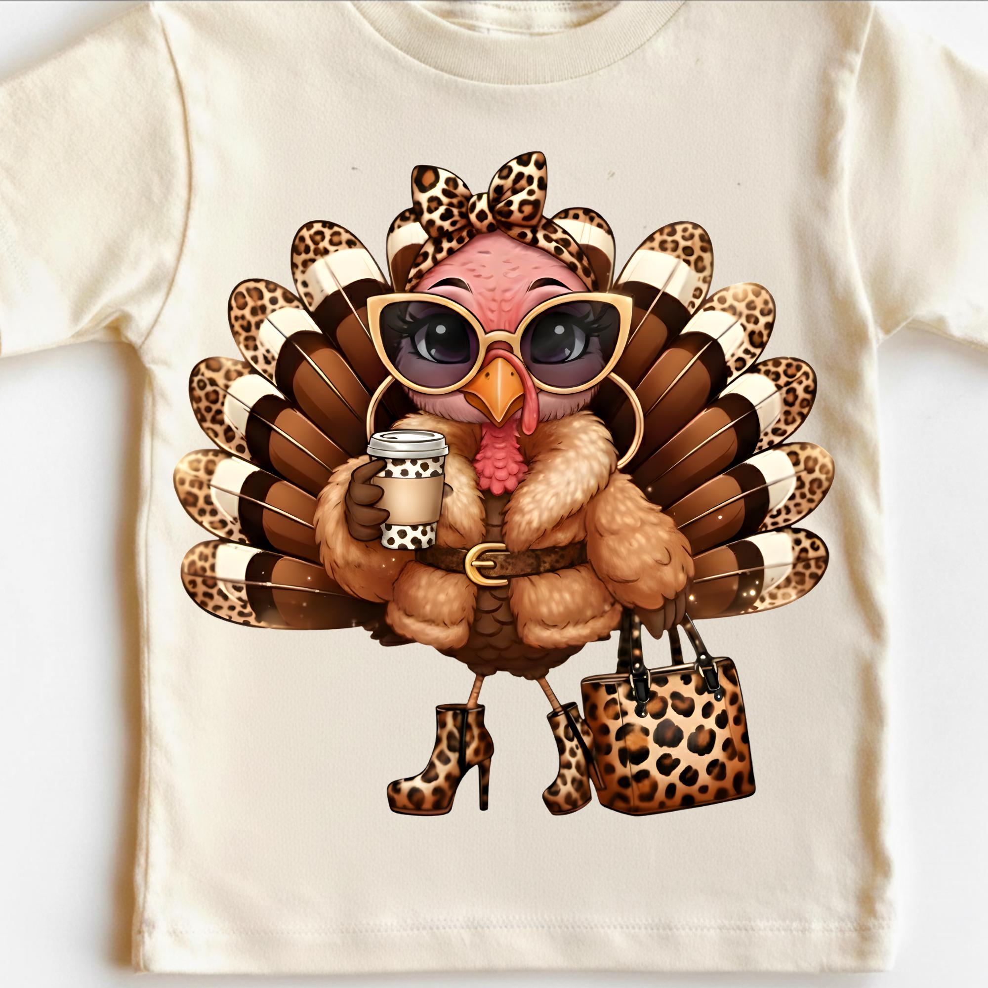 Boujee Turkey PNG, Glam Leopard Print Thanksgiving PNG, Fancy Fall ...