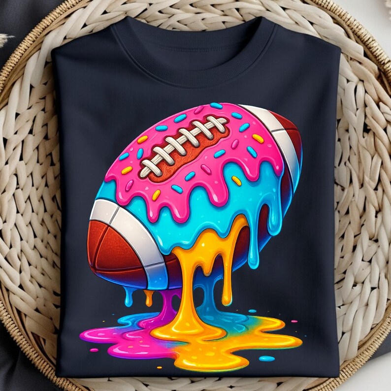 Dripping Ice Cream Football PNG, Colorful Sprinkle Football Sublimation ...