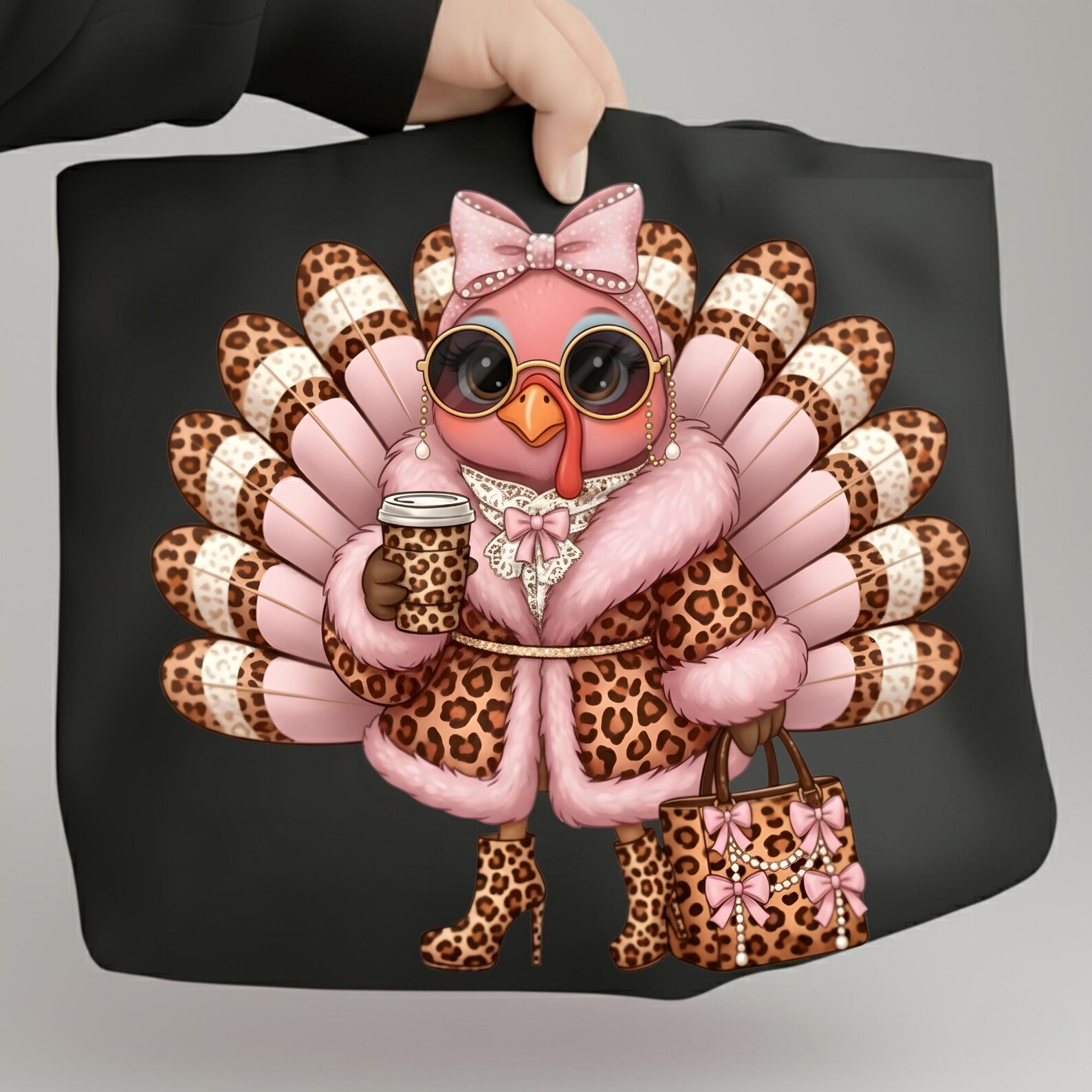 Boujee Turkey PNG, Glam Leopard Thanksgiving PNG, Fashion Fall Turkey ...