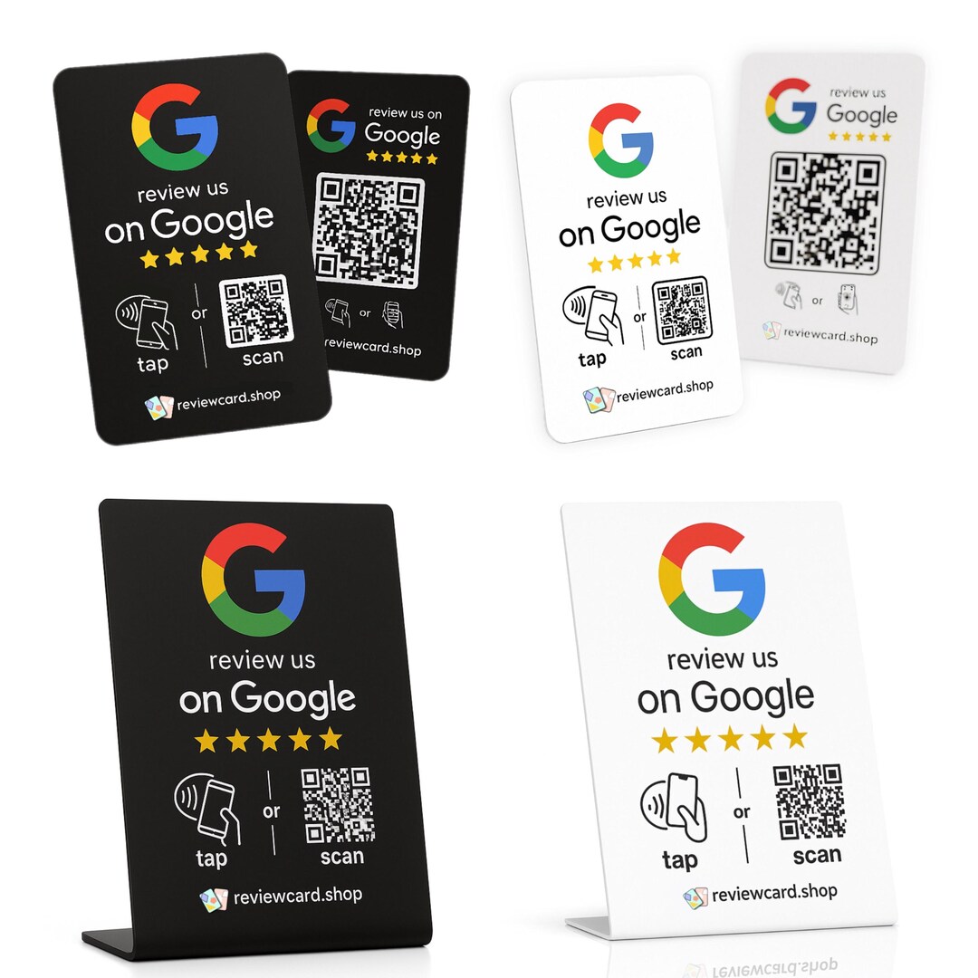 Google Review NFC + QR Stand and Card: Collect 5-star Reviews and Rank ...