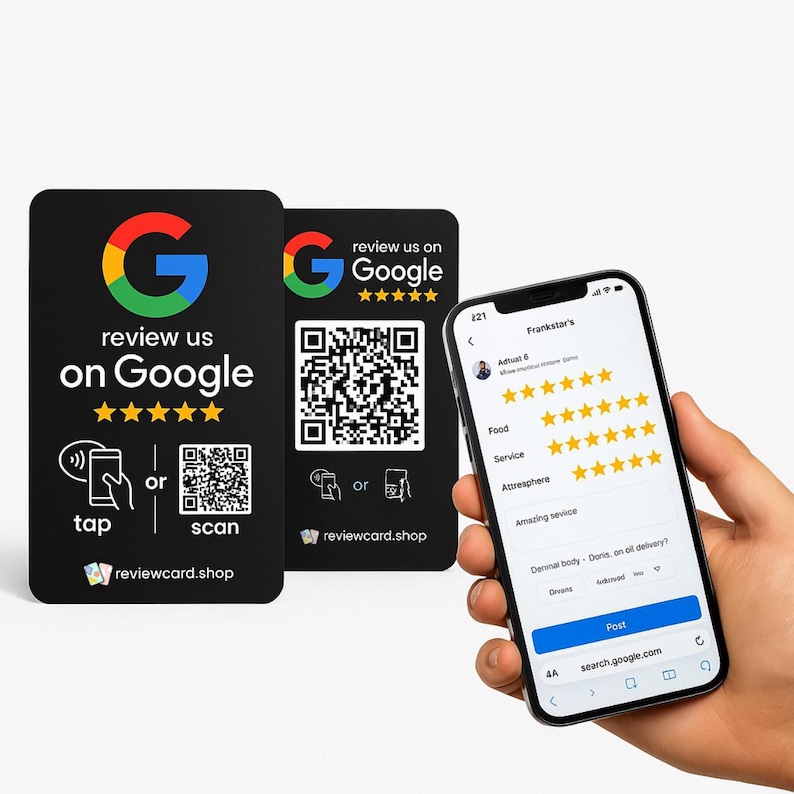 Google Review Stand and Google Review Cards: NFC + QR Code, Collect 5 ...