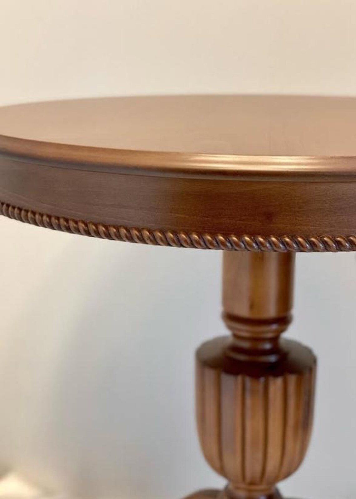 Handmade Round Wooden Accent Table – Rustic Carved Side Table - Etsy