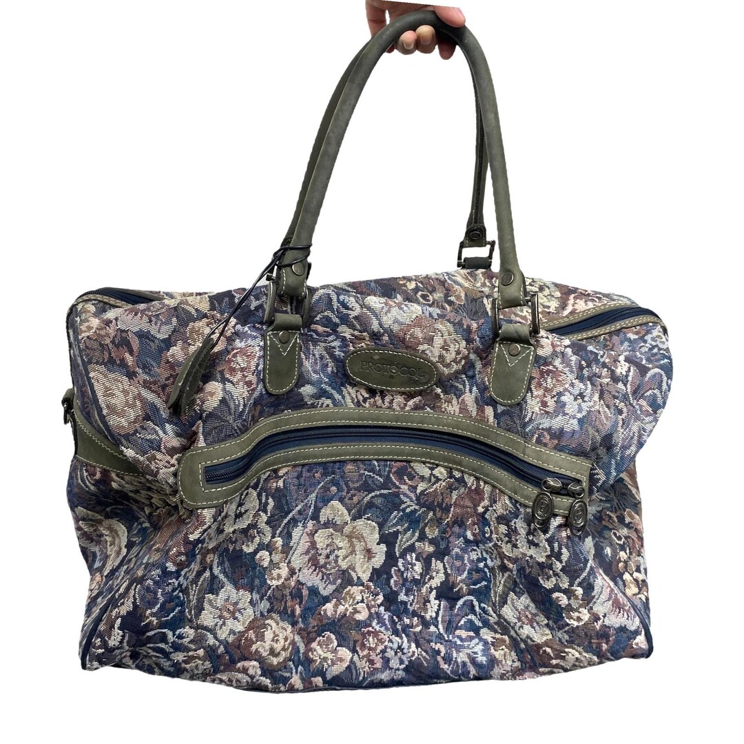 Vintage Protocol Floral Tapestry Zip Duffel Travel Bag Luggage - Etsy