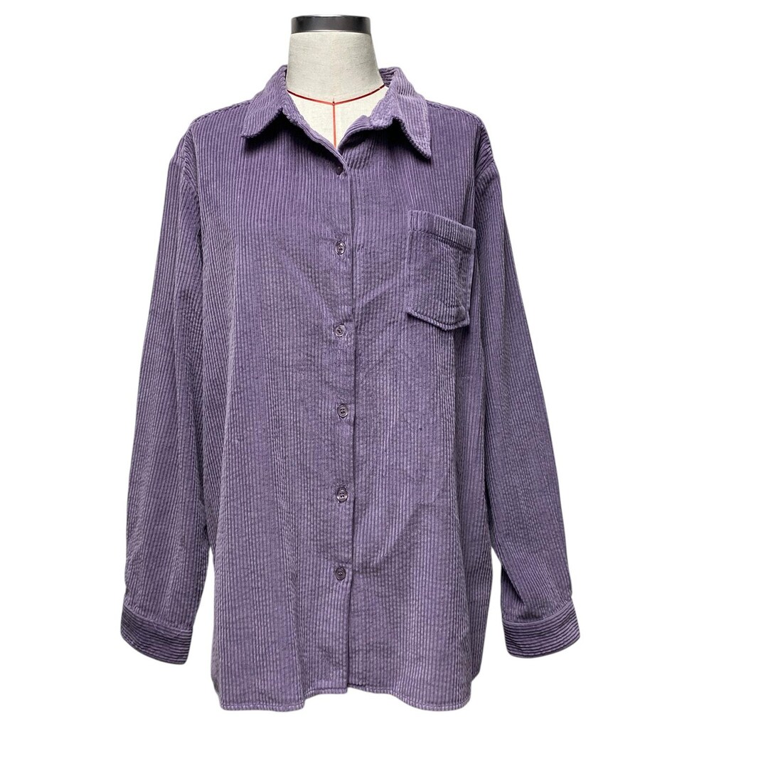 Vintage Chadwicks Realcomfort Womens Purple Corduroy Button up Shacket ...