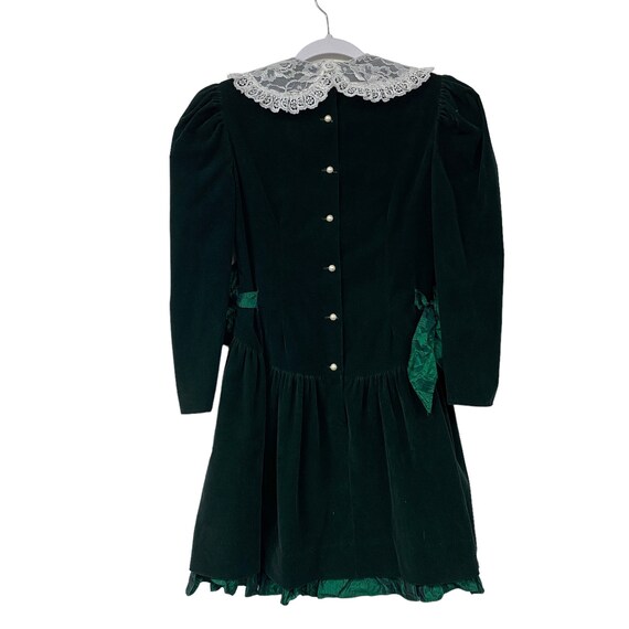 Vintage Sarah Too Girls Size 12 Green Velvet Lace Bib… - Gem
