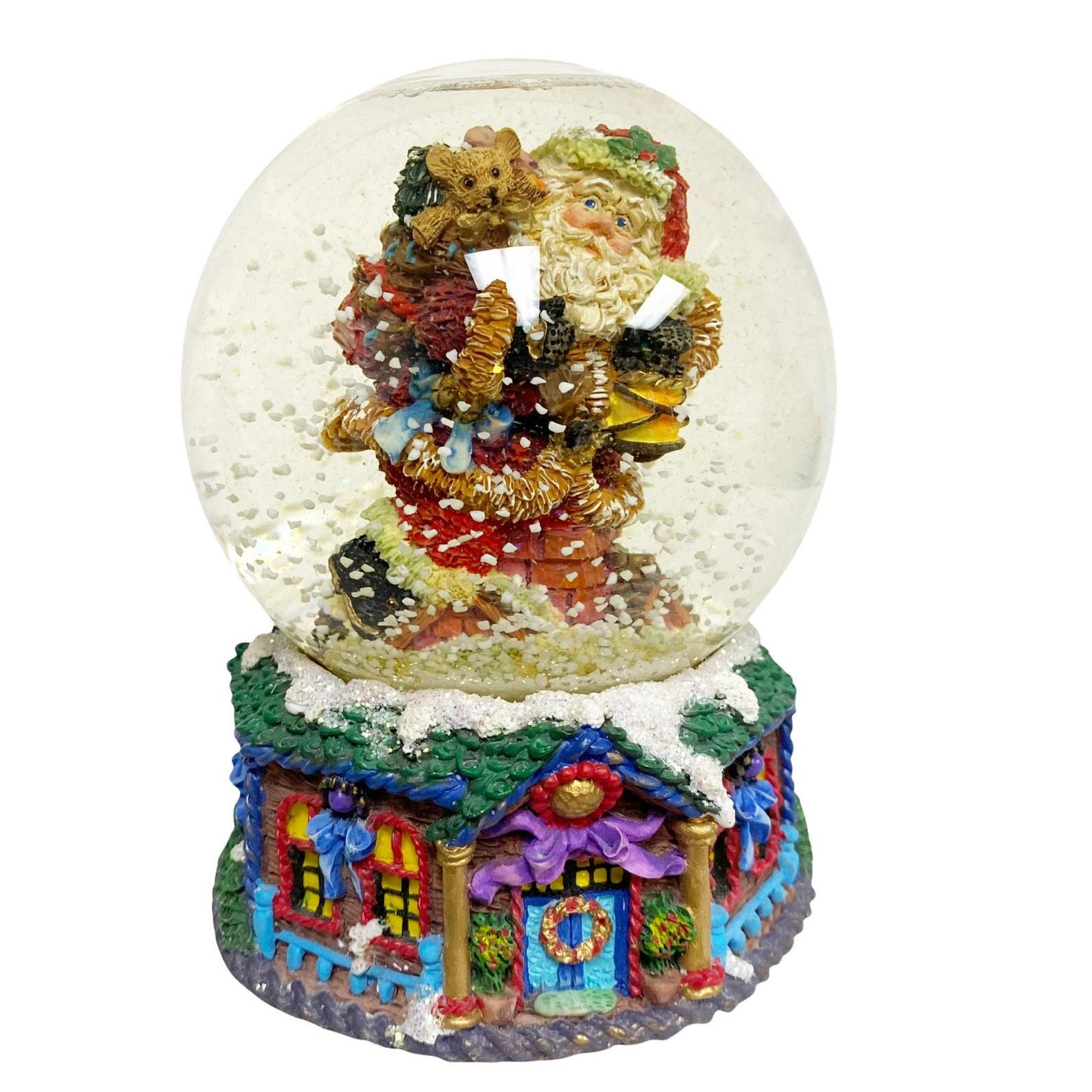 Crinkle Claus Santa in Chimney Waterdome 659600 Christmas Decorative ...