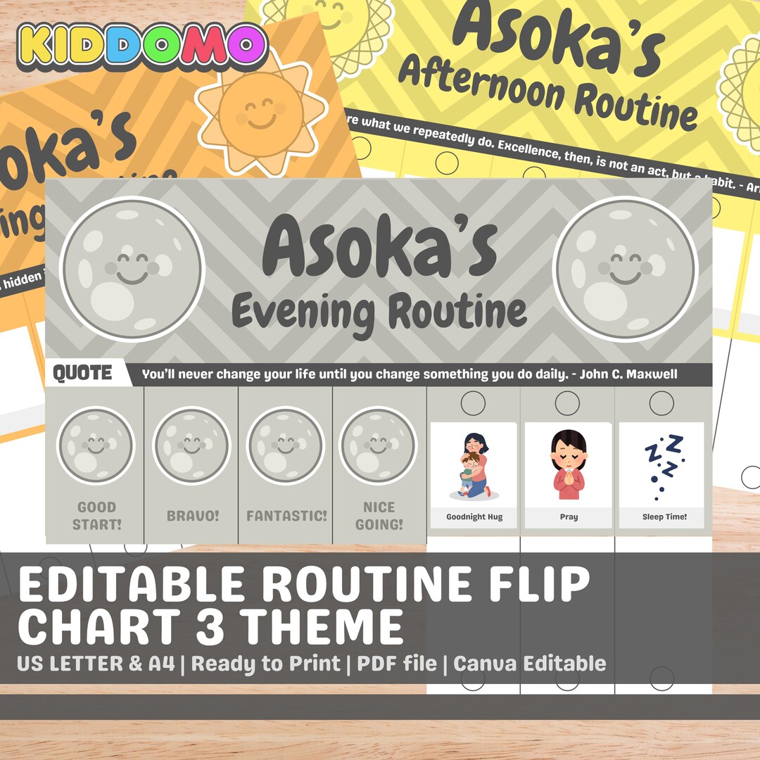 Editable Daily Routine Flip Chart Morning, Afternoon & Evening Chore ...