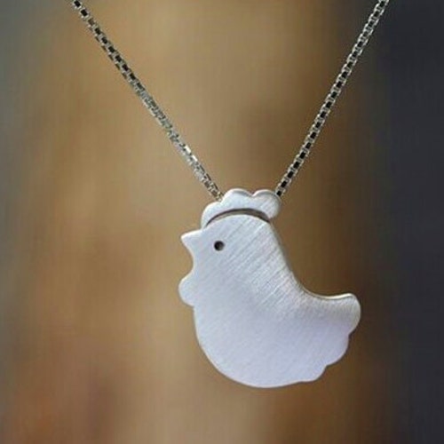 Chicken Necklace Chicken Jewelry Chicken Gift Sterling | Etsy