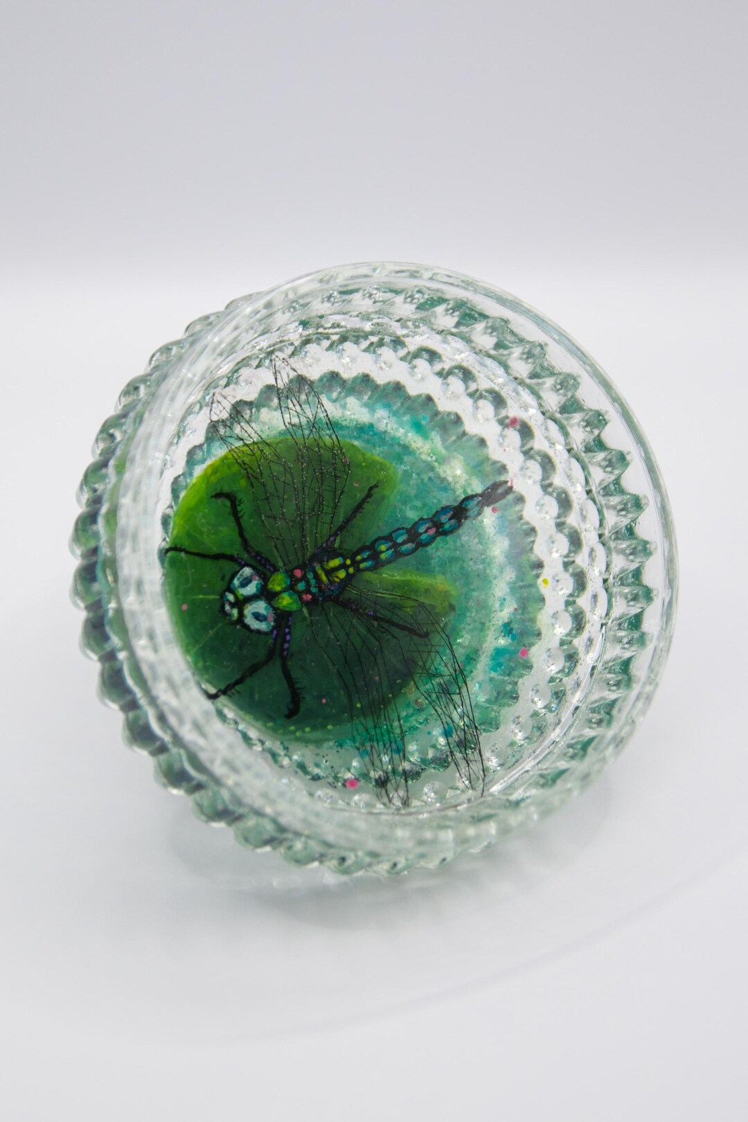 Dragonfly on Water Lily – Epoxy Resin Acrylic, Crystal Mount ...