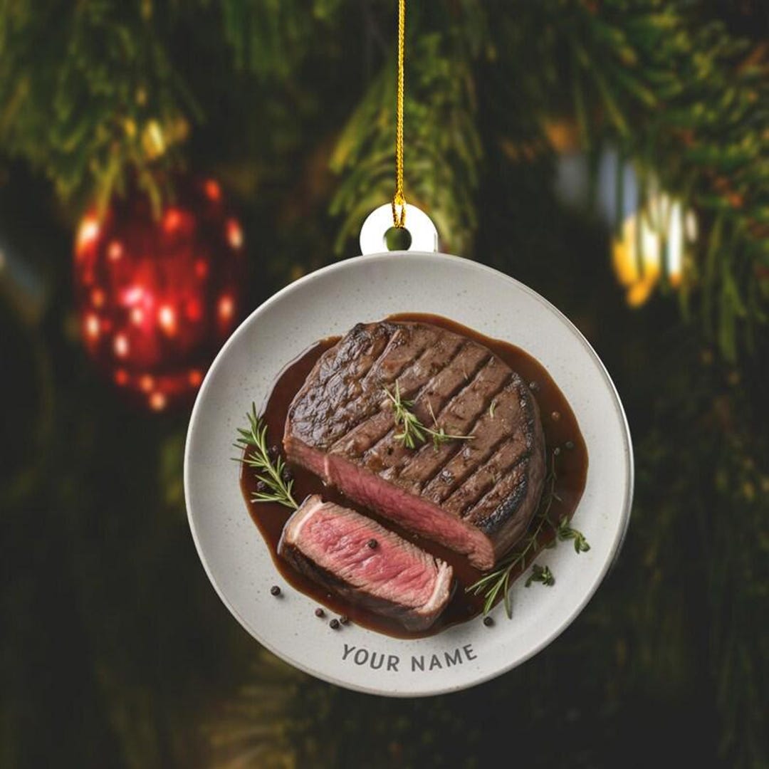 Personalized Grilled Steak Christmas Ornament, Custom Name BBQ ...
