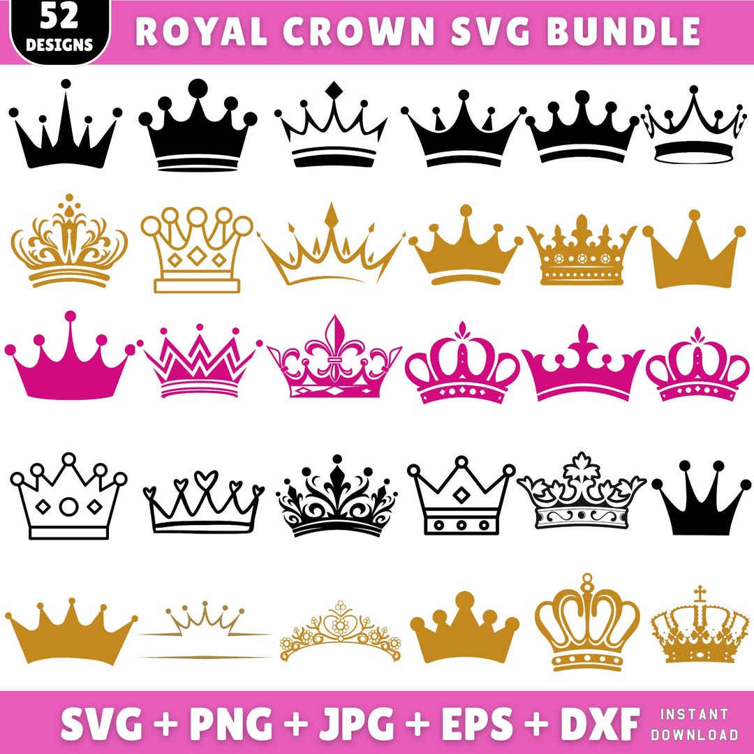 Royal Crown Svg Bundle, King Crown Svg, Queen Crown Svg, Princess Tiara ...