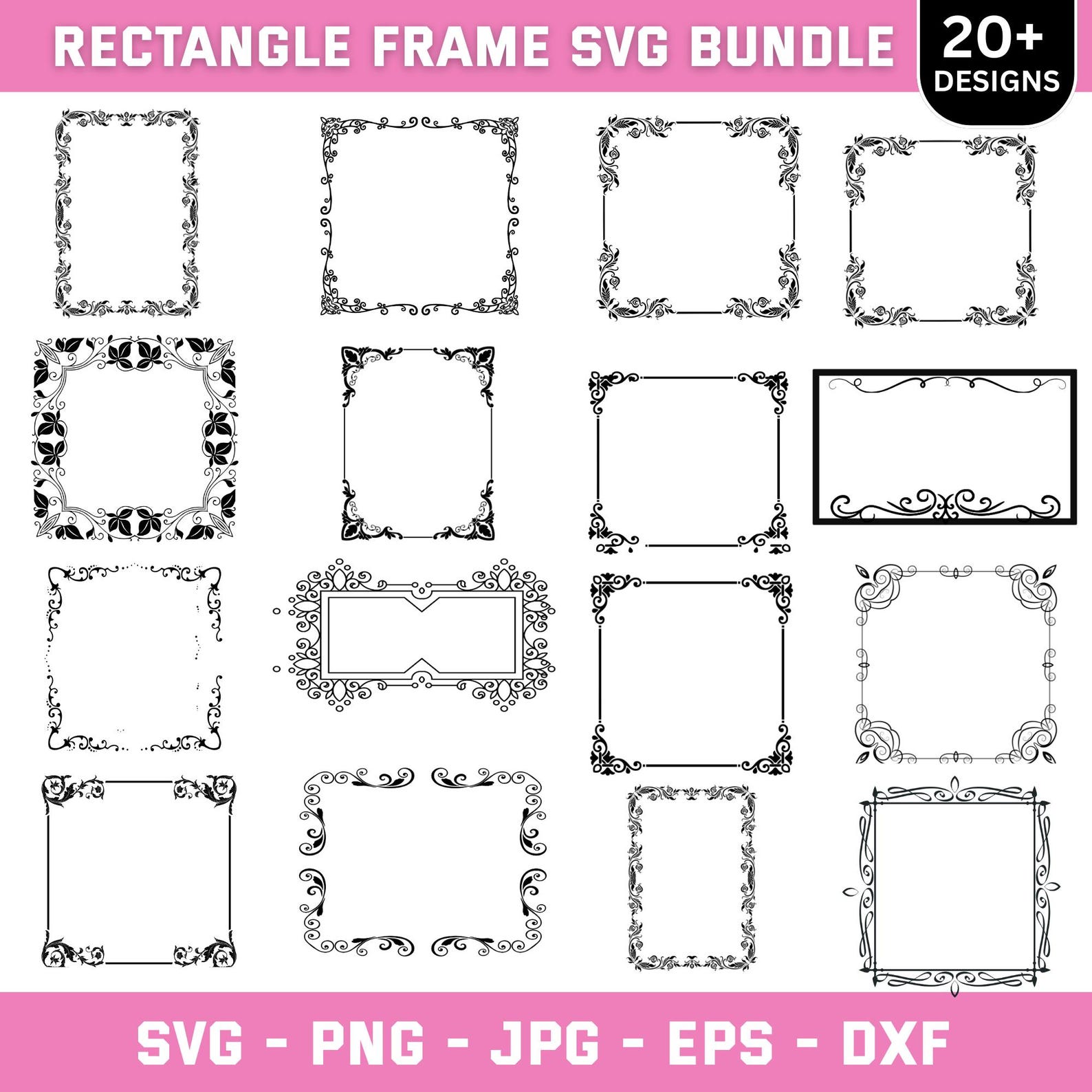 Rectangle Frame Svg Bundle, Rectangle Frame Png, Rectangle Clipart ...