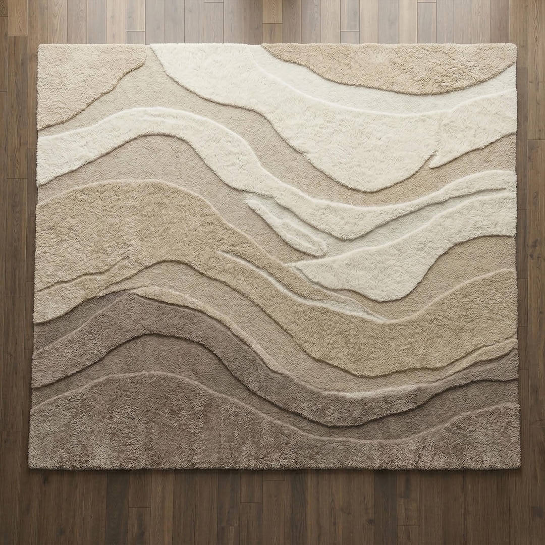 Modern Textured Wool Rug, Neutral Beige Taupe Sculpted Area Rug - Etsy