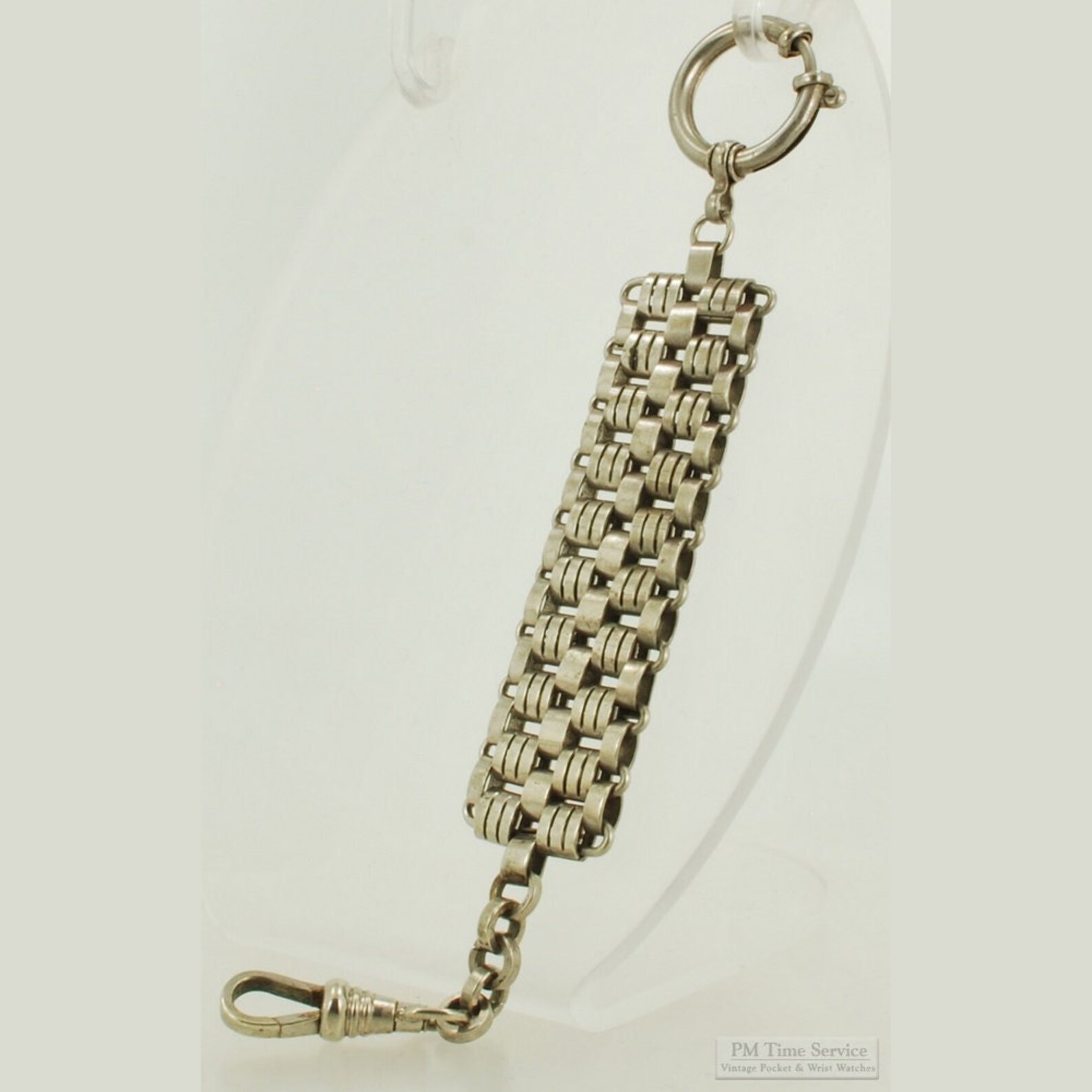 6" Vintage Silver-toned Art-deco Design Ribbon-style Pocket Watch Chain ...