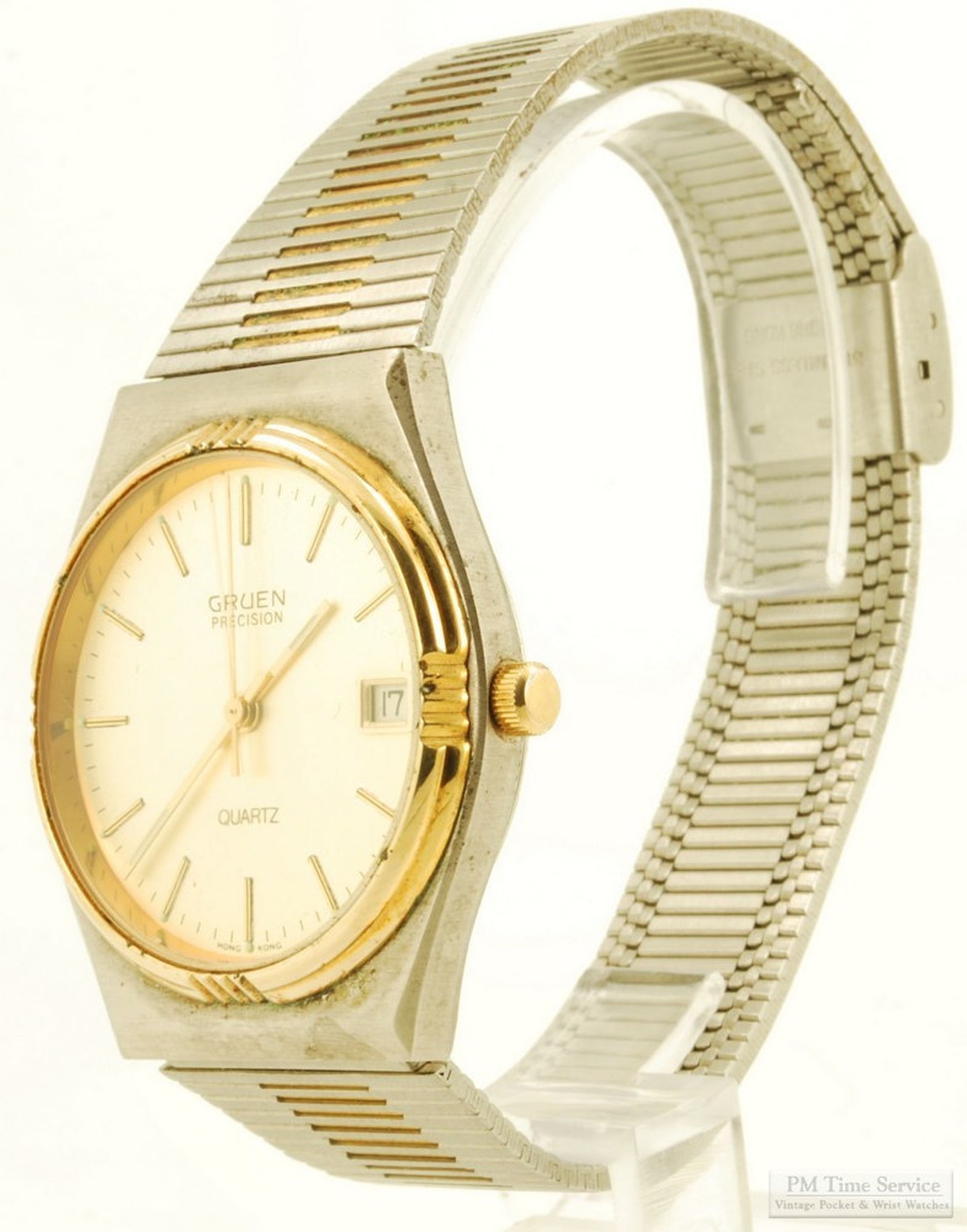 Gruen Precision Quartz With Date Wrist Watch, Thin-model Gold-toned ...