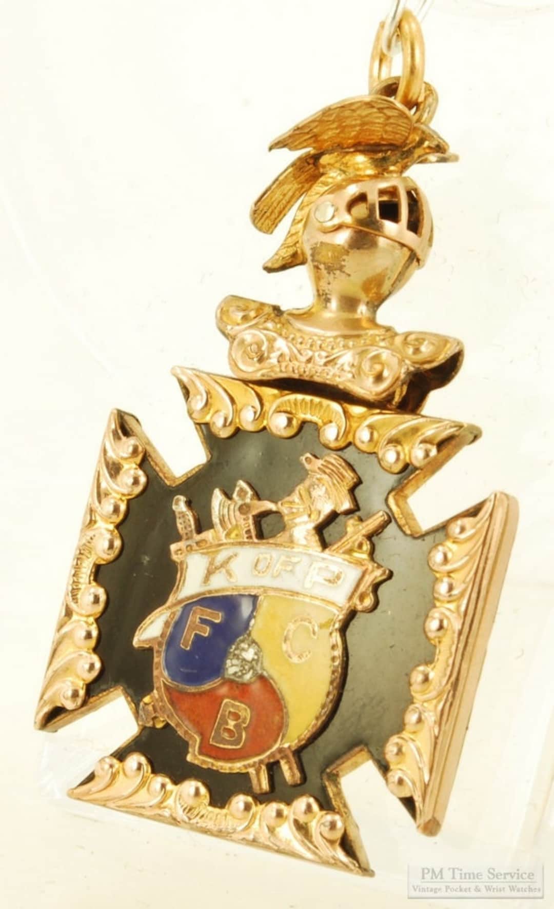 Vintage Yellow Gold (filled) & Enamel Articulated Cross Pattée-shaped ...