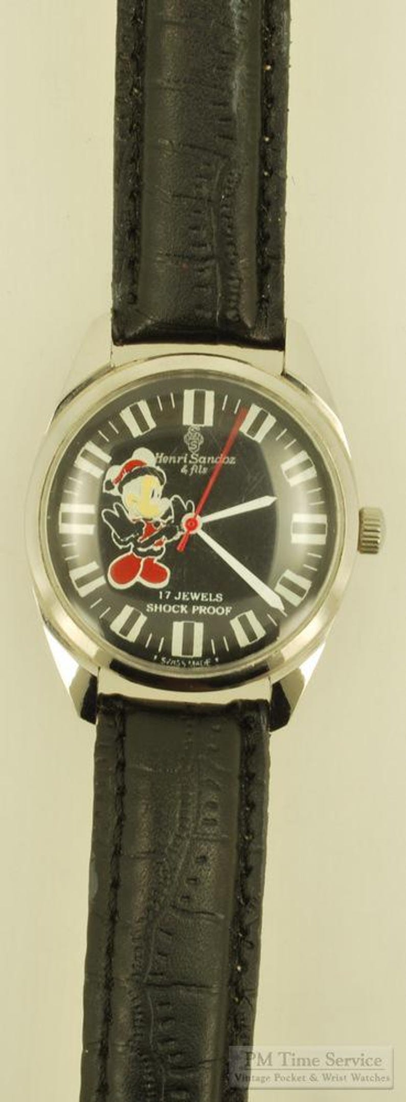 Henri Sandoz & Fils "mickey Mouse Santa" Wrist Watch, 17 Jewels, Heavy ...