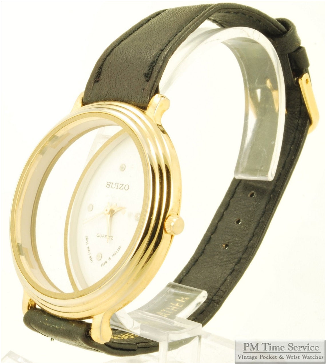 Suizo Vintage Quartz Wrist Watch, Oversized Gold-toned Round ...