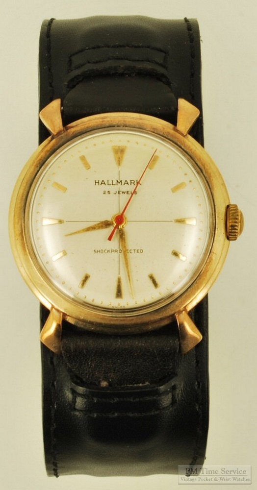 Hallmark Vintage Wrist Watch, 25 Jewels, Water Resistant Yellow Gold ...