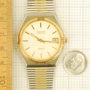 Gruen Precision Quartz With Date Wrist Watch, Thin-model Gold-toned ...