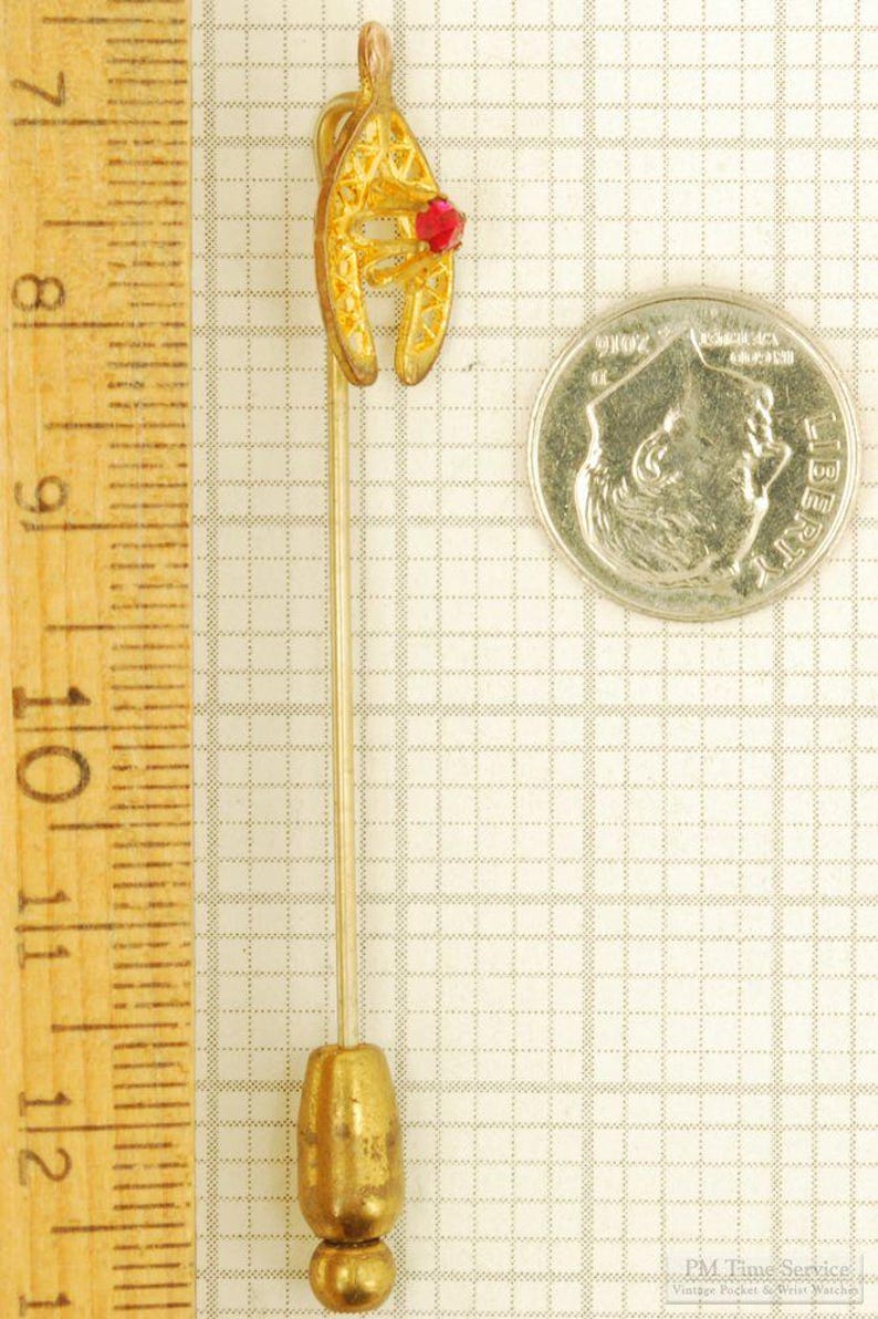 Yellow Gold (filled) & Ruby Wishbone-shaped Vintage Stick Pin, Raised ...