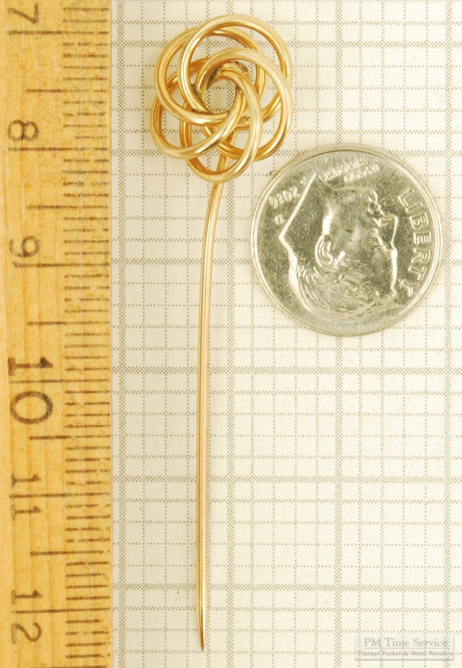 Yellow Gold (filled) Spiral Vintage Stick Pin, Handsome Spiral Design ...