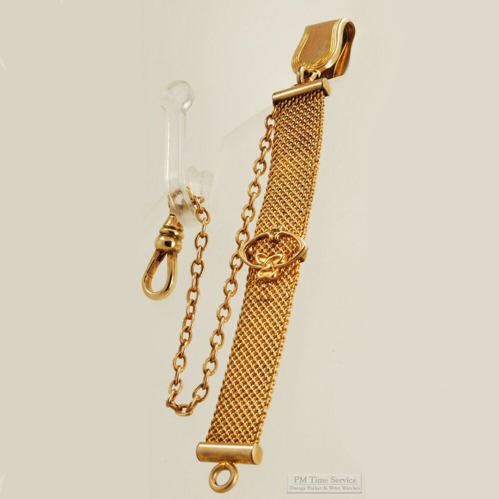 3.5" Yellow Gold (filled) Ribbon-style Vintage Pocket Watch Chain With ...