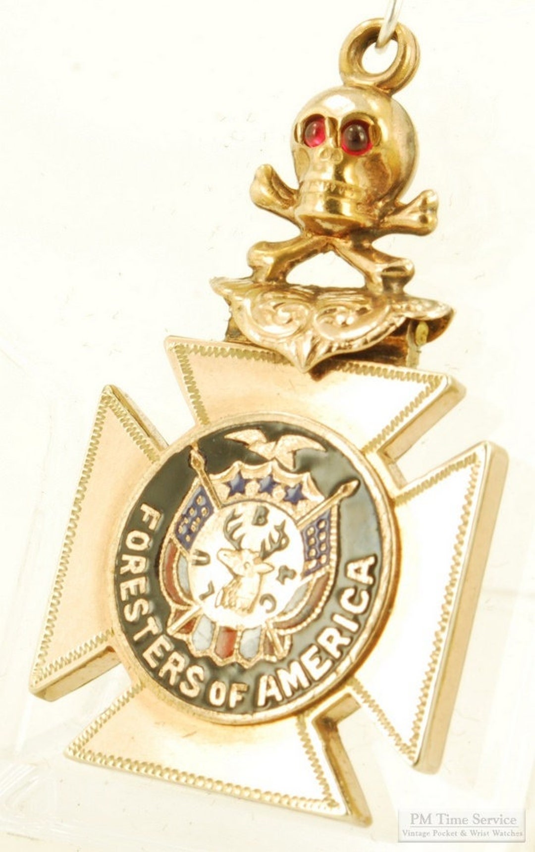 Vintage Yellow Gold (filled), Enamel & Garnet Articulated Cross Pattée ...