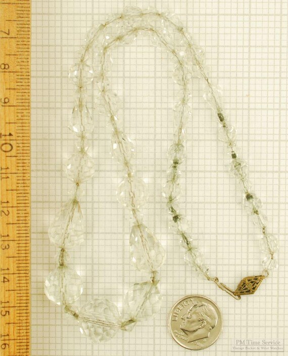 17.5" graduated bead cut glass-bead necklace, brass d… - Gem